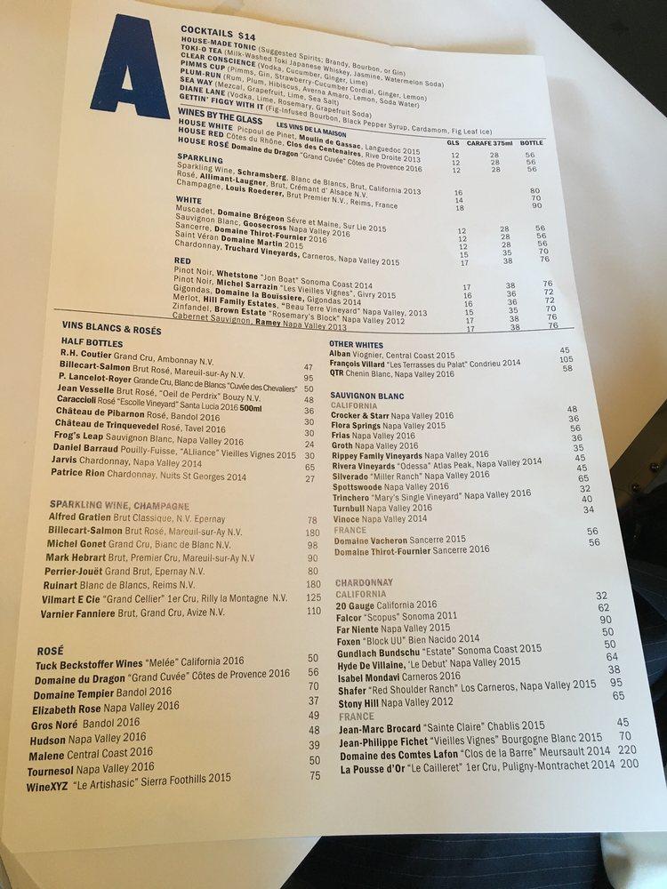 Menu at Angele Restaurant & Bar, Napa