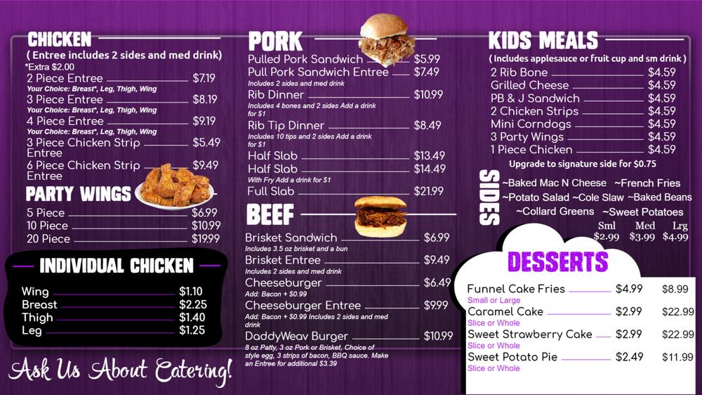 Menu at GrannyWeavs Soul Food & Catering restaurant, Lincoln, 621 N ...