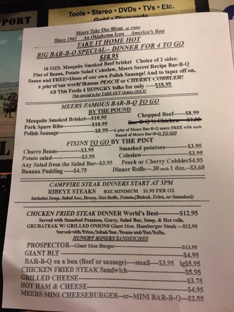 Menu at Meers Store and Restaurant, Meers