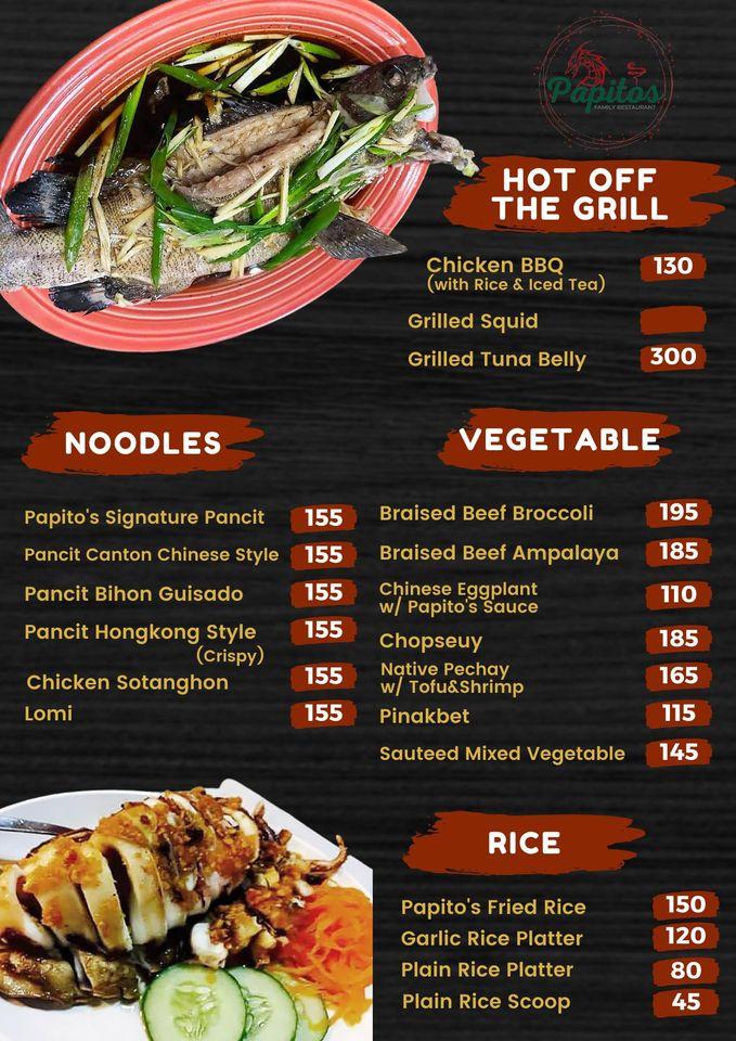 Menu at Papito's Family Restaurant, Zamboanga