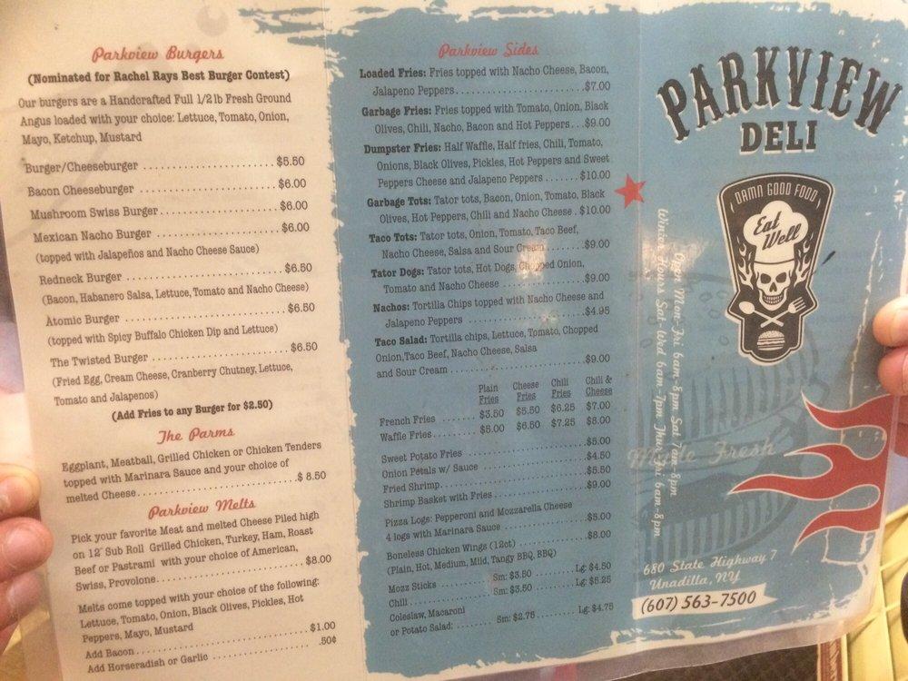 Menu at Parkview Grocery & Deli restaurant, Sidney