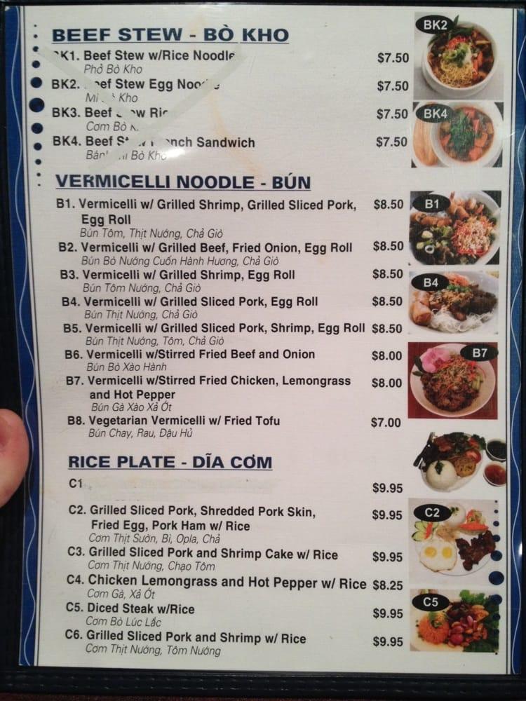 Menu at Pho Kim Long restaurant, San Antonio, McCullough Ave #2