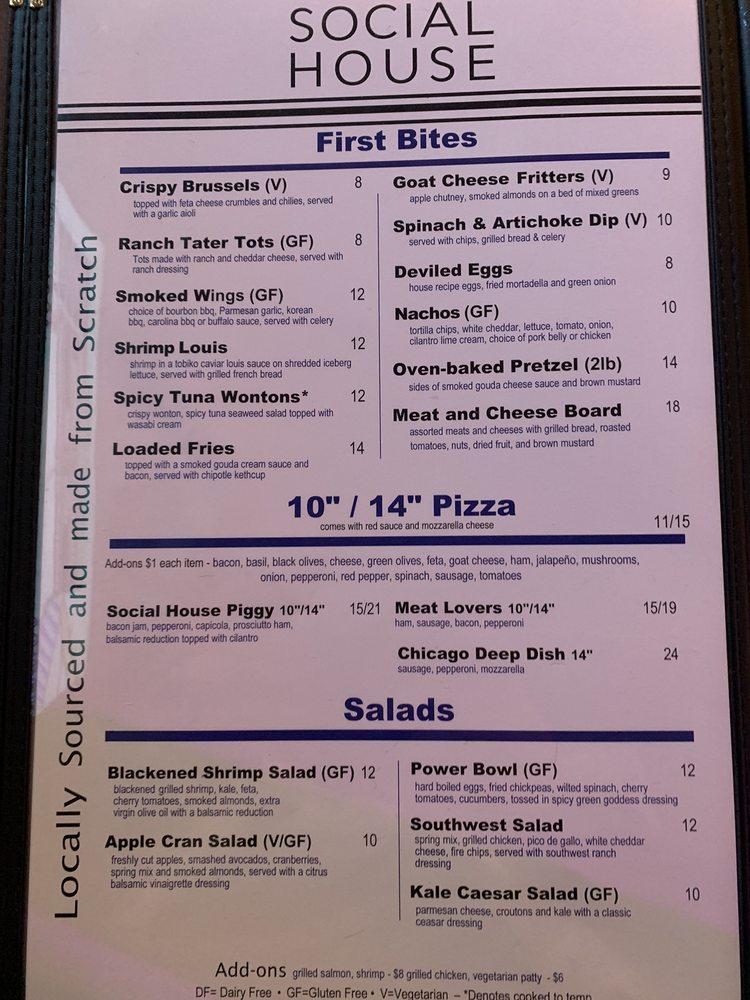 Menu at Social House Kitchen and Bar, Grand Rapids