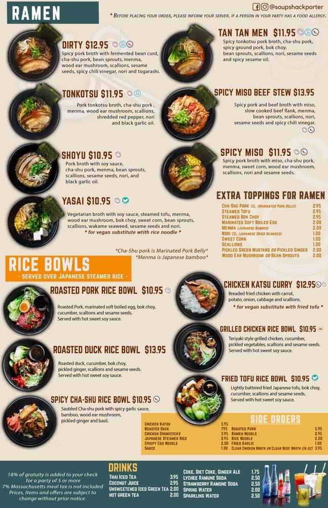 Menu at Soup Shack Porter (Cambridge) restaurant, Cambridge