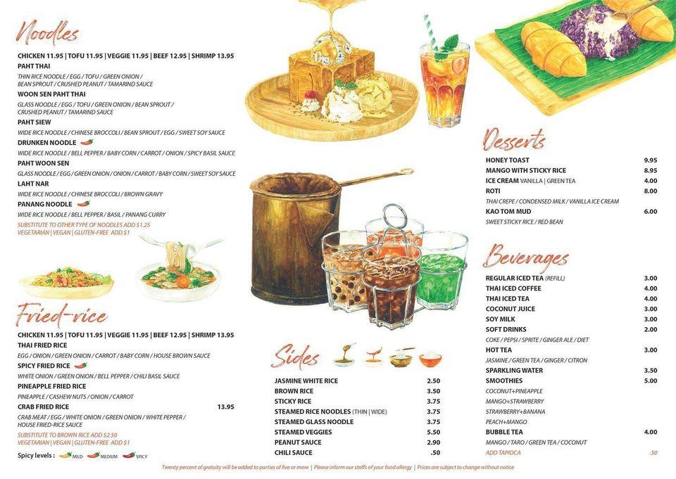 Menu at Spice Thai Cuisine restaurant, Merrillville