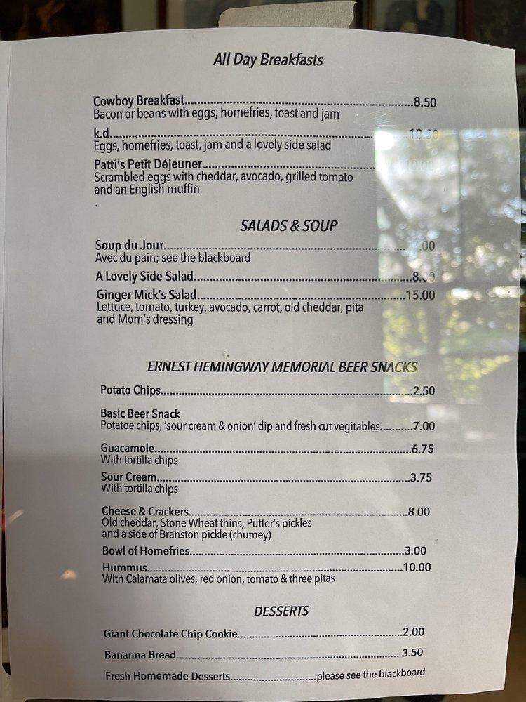 Menu at The Only Cafe, Peterborough