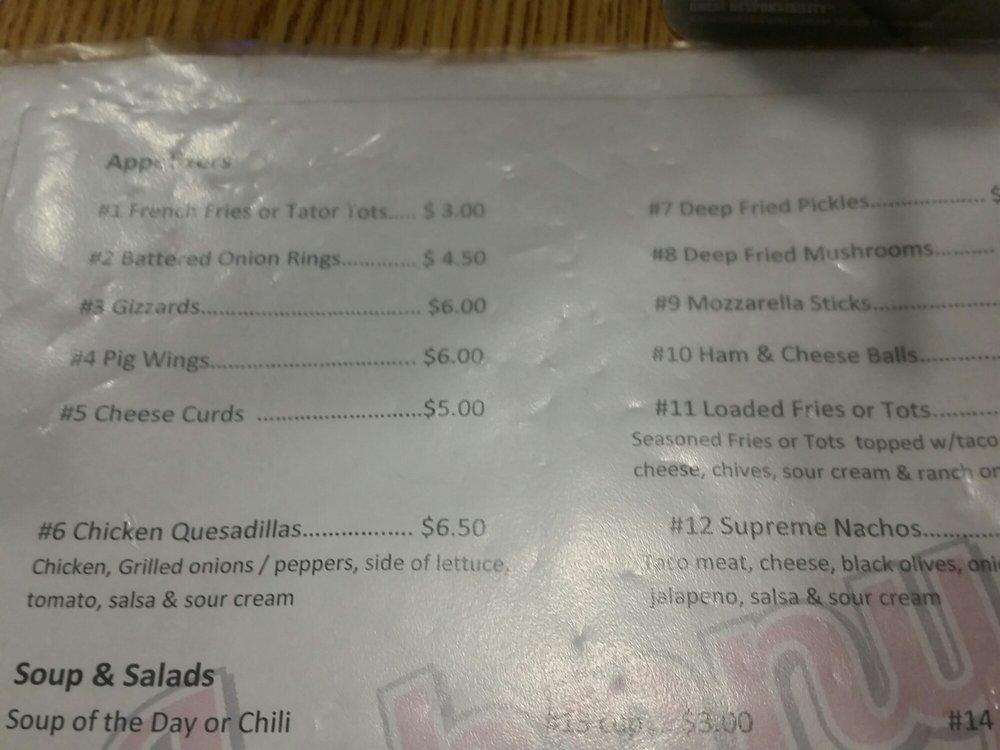 Menu at Johnny C's Sports Bar, Little Falls