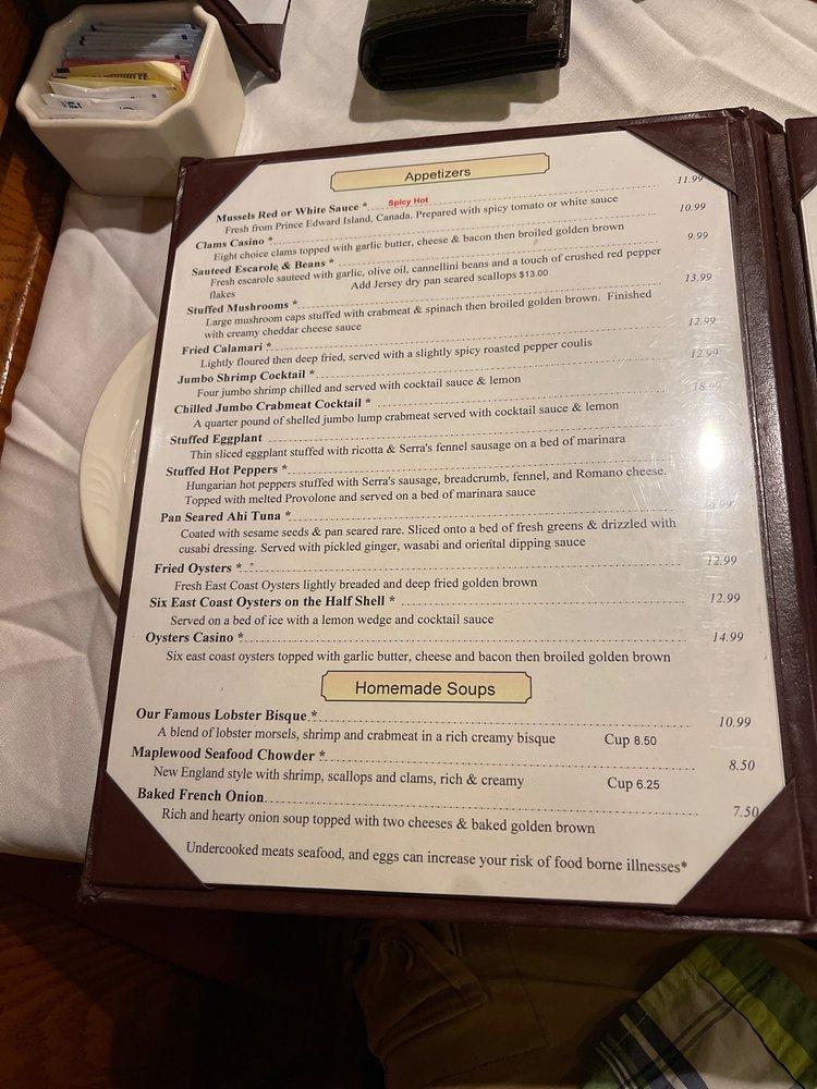 Menu at Maplewood III of Vineland restaurant, Vineland