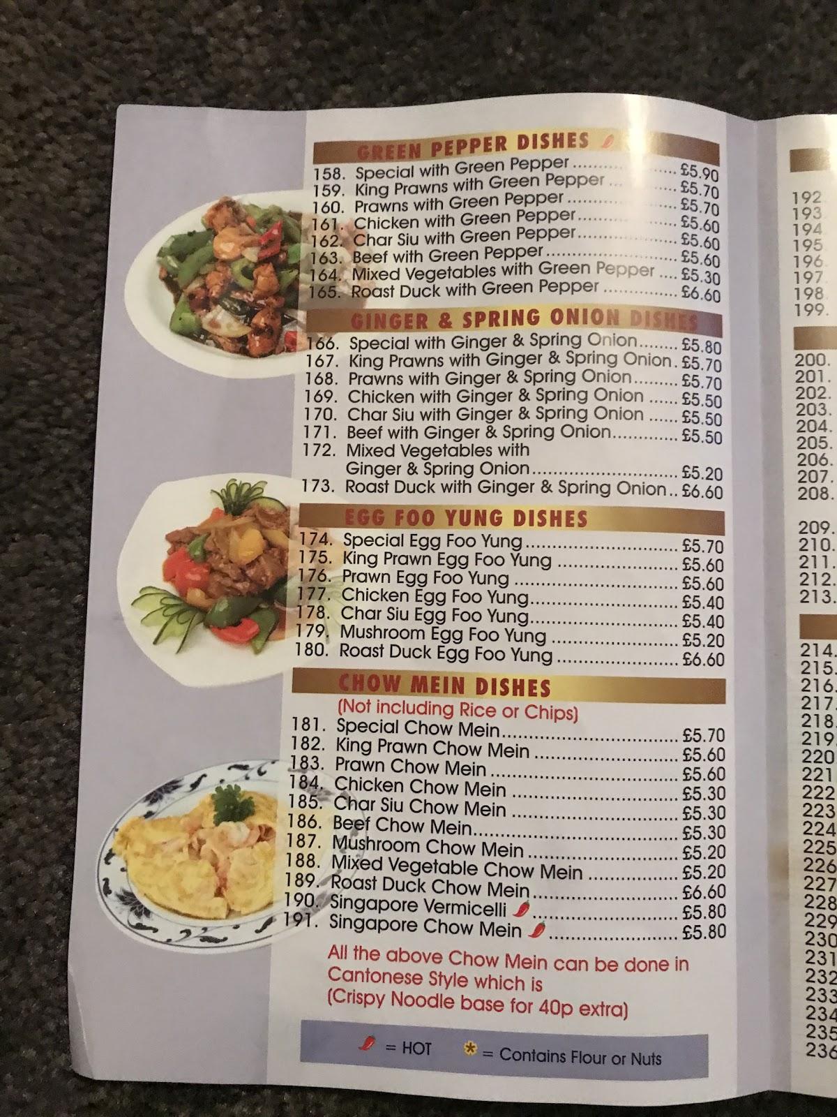 Menu at Tung Fong（ Blue Hut） fast food, Durham