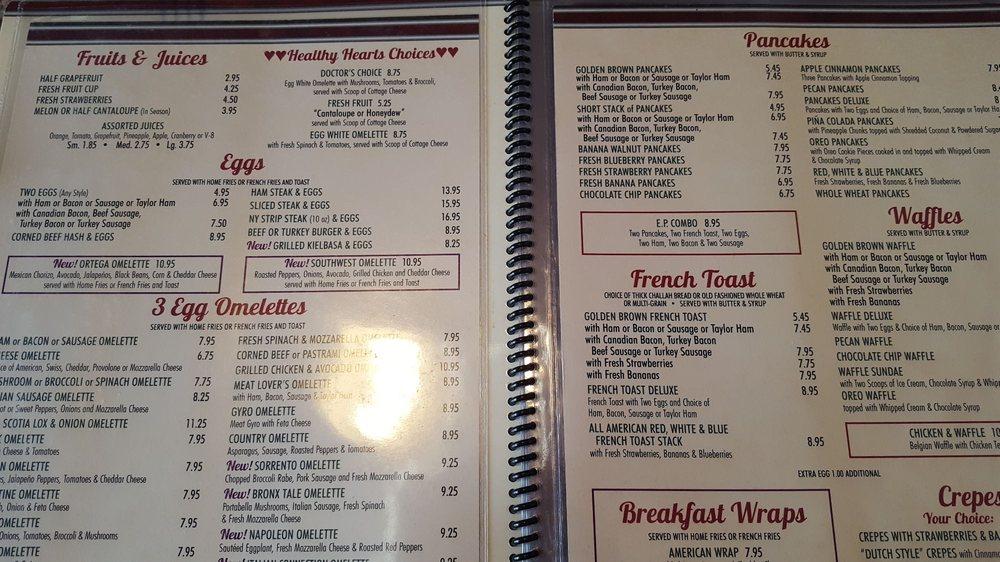 Menu at Elmwood Park Diner restaurant, Elmwood Park