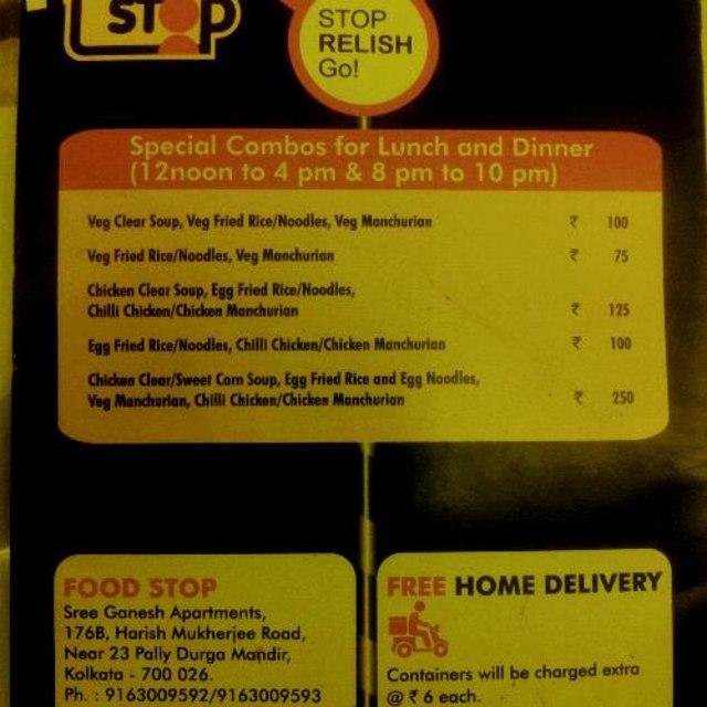 Menu at Food Stop, Kolkata, 14, Dhirendranath Ghosh Rd