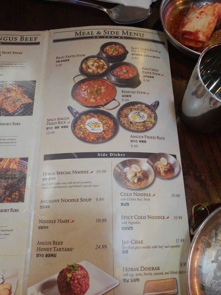 Menu at Hobak Korean BBQ, Las Vegas