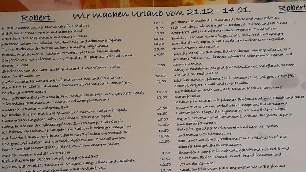 Menu at ROBERT. restaurant, Düsseldorf