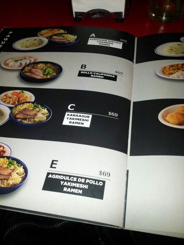 Carta de Restaurante Tsuru, Santiago de Querétaro