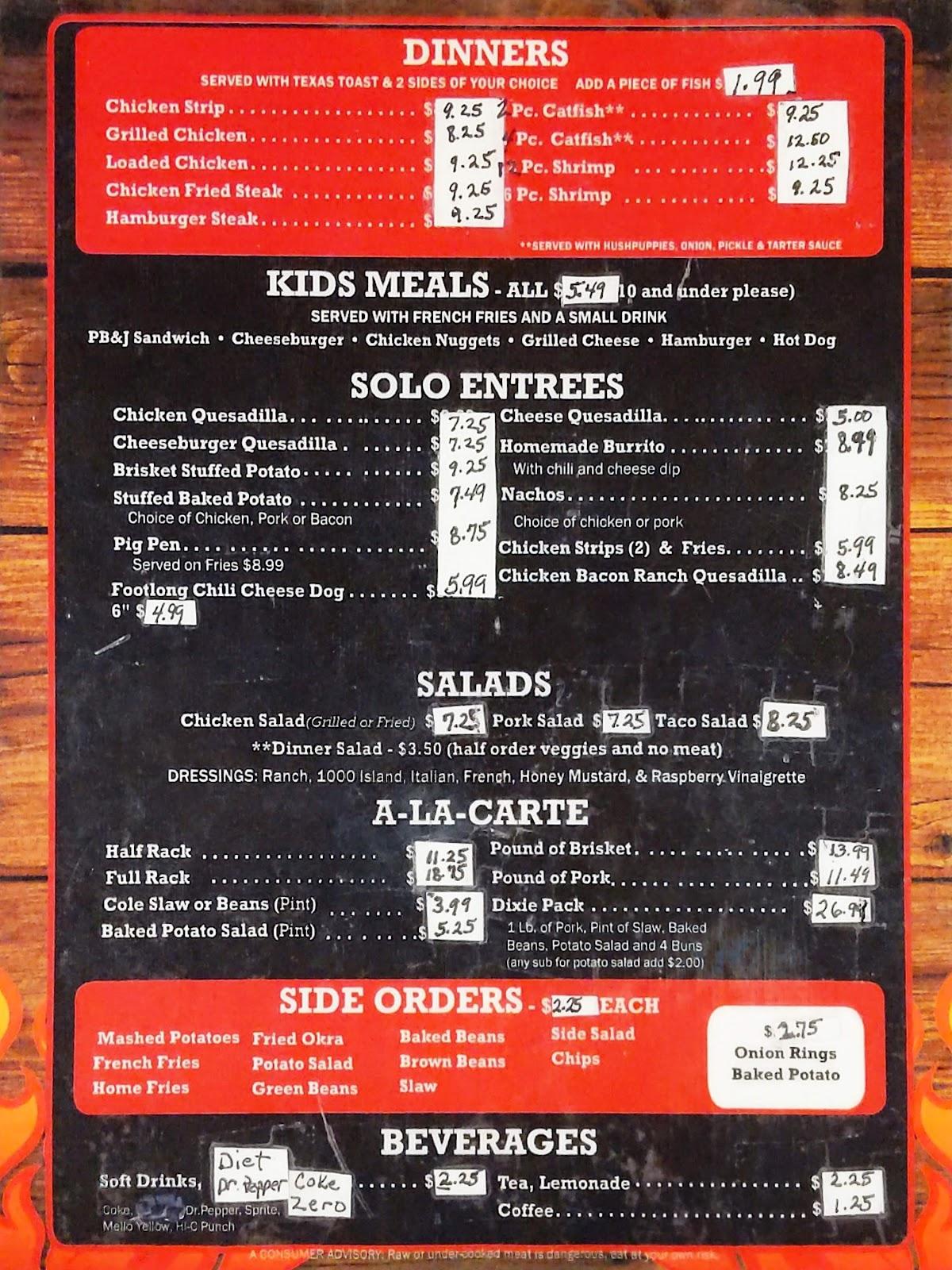 Menu at Southern Girls BBQ, Pangburn, 508 Searcy