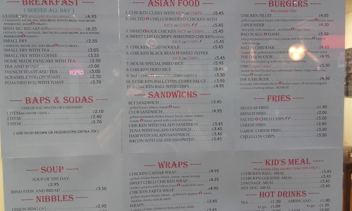 Carta del restaurante Tasty Foods, Belfast
