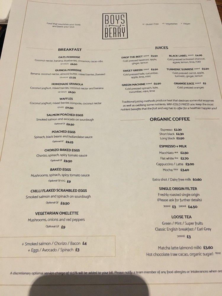 Menu at BoysnBerry pub & bar, London
