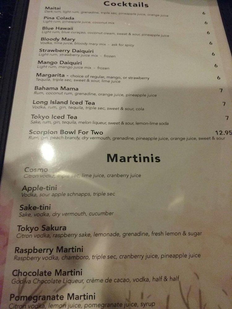 Menu at Yokoso Japanese Steakhouse, Fredonia
