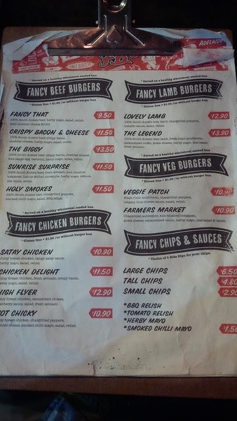 Menu at FB's Fancy Burgers restaurant, Blackwood