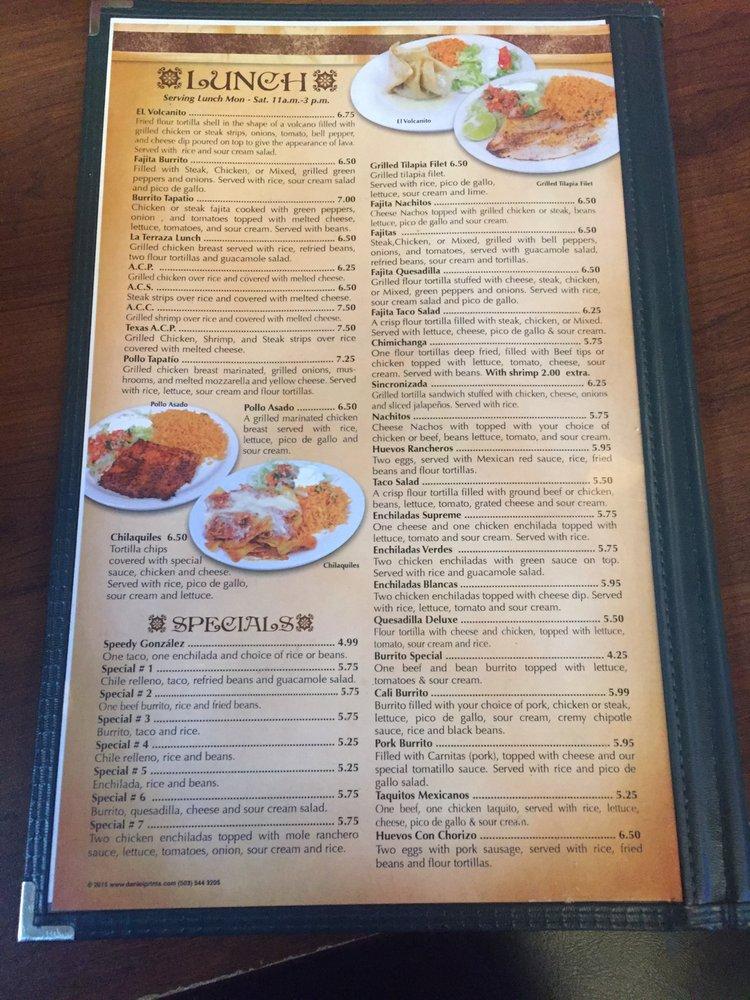 Menu at La Terraza restaurant, Goldsboro