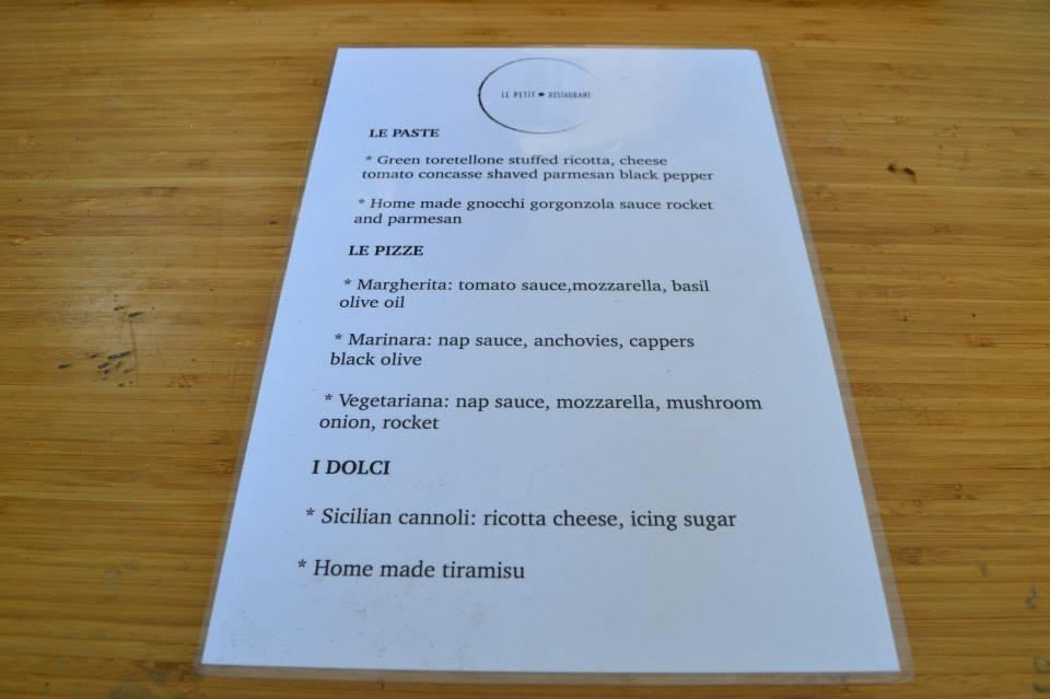 Menu at Le Petit Restaurant, Bondi