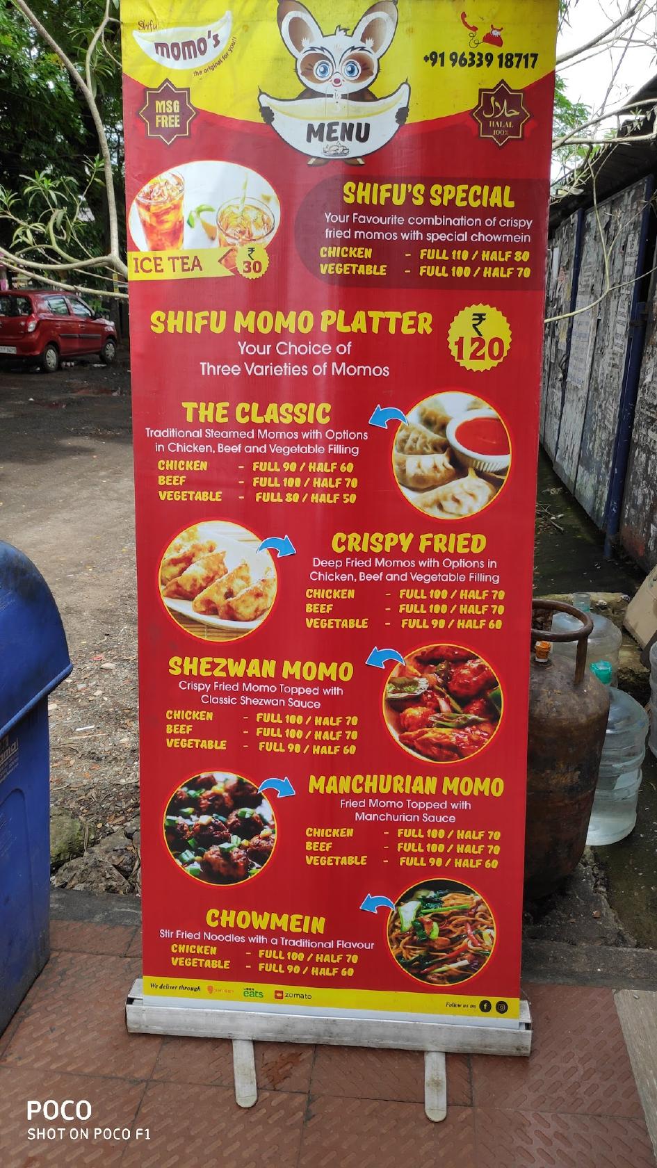 Menu at Shifu Momos, Ernakulam, GCDA Shopping Complex