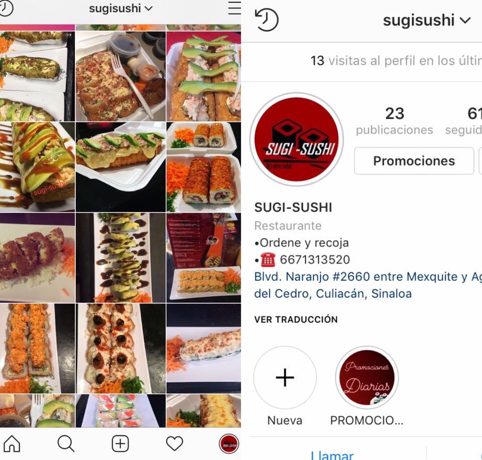 Menu at Sugi sushi restaurant, Culiacán