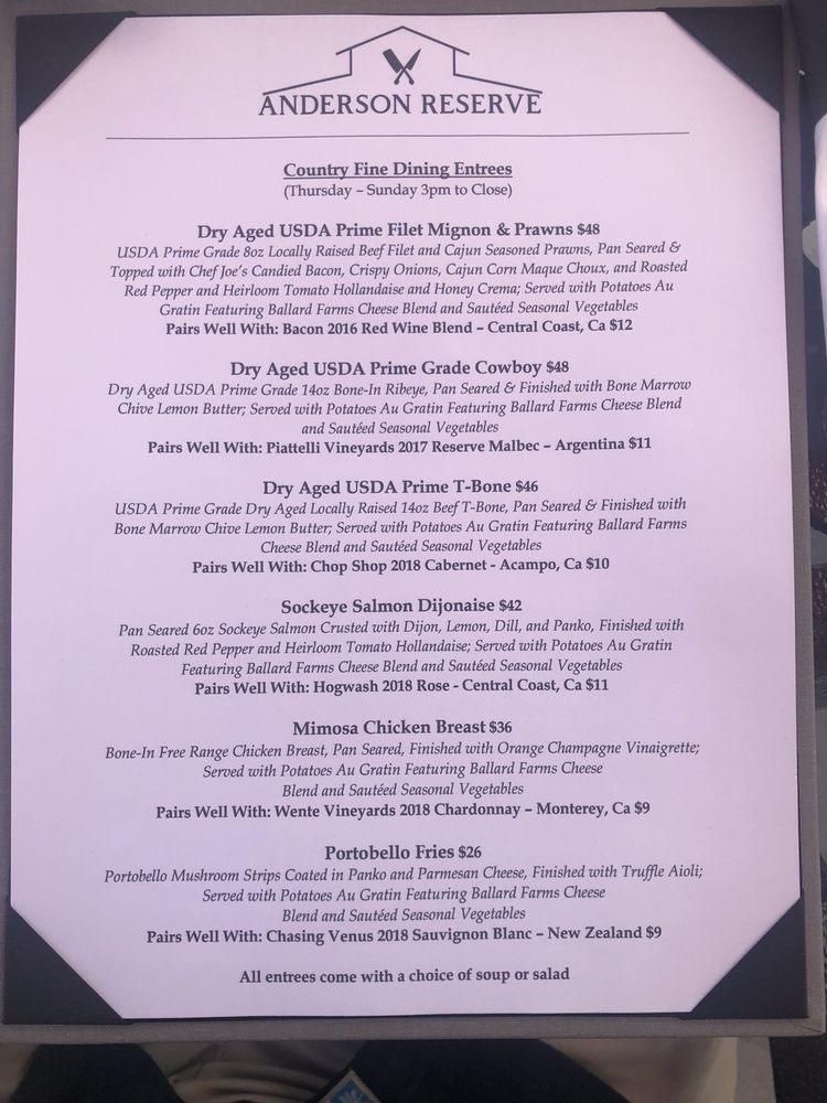 Menu at Anderson Reserve pub & bar, Sweet