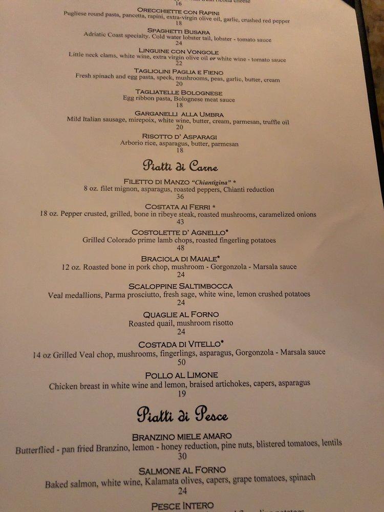 Menu at Bella Piatti restaurant, Birmingham