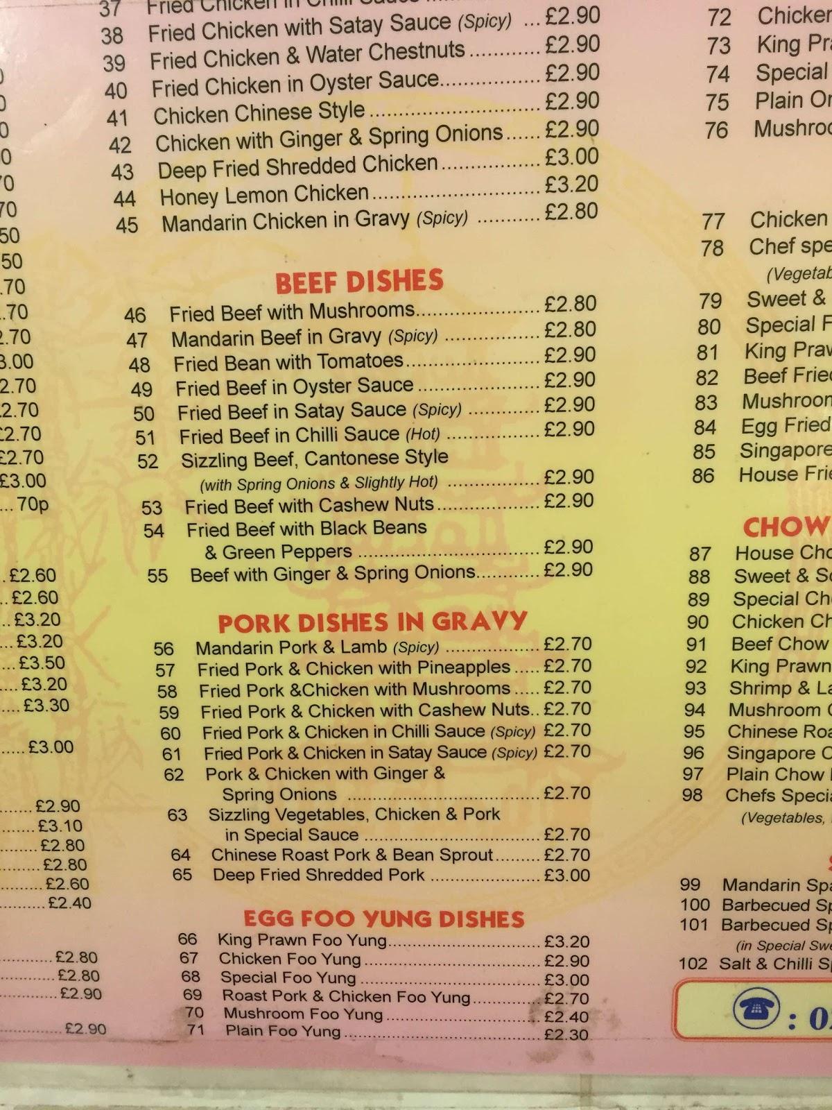 Menu at Kam Too fast food, Portsmouth