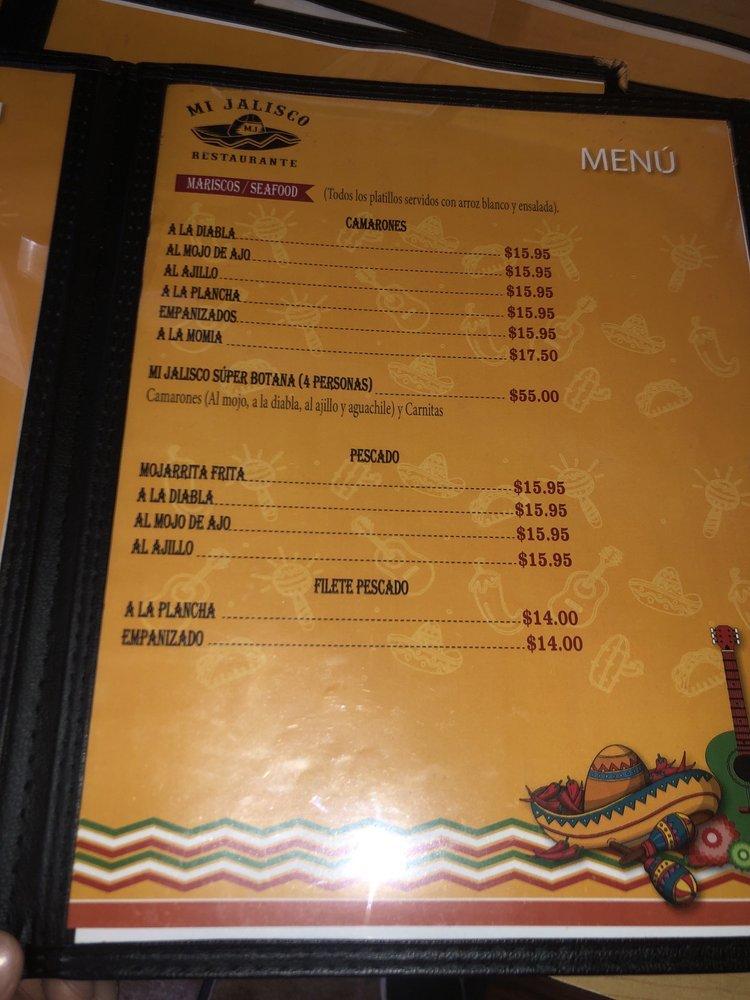 Menu at Mi Jalisco Restaurante, Vallejo