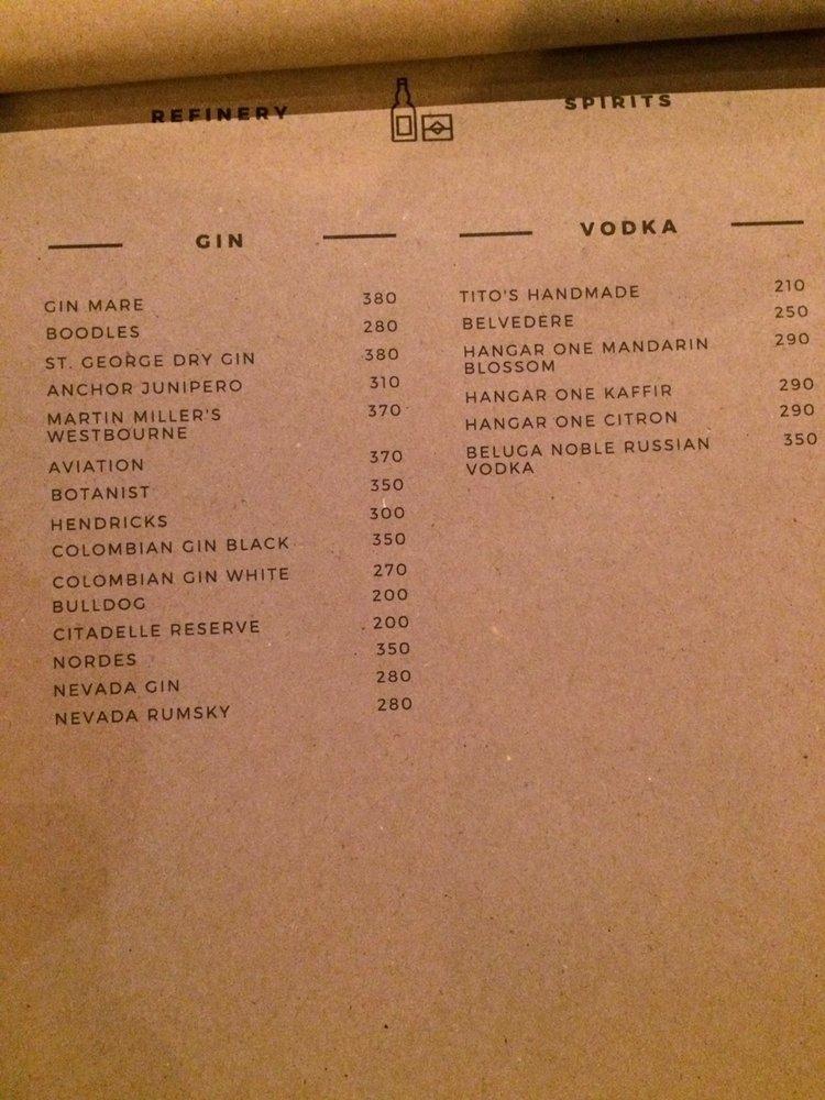 Menu at Refinery cafe, Makati, Joya Tower