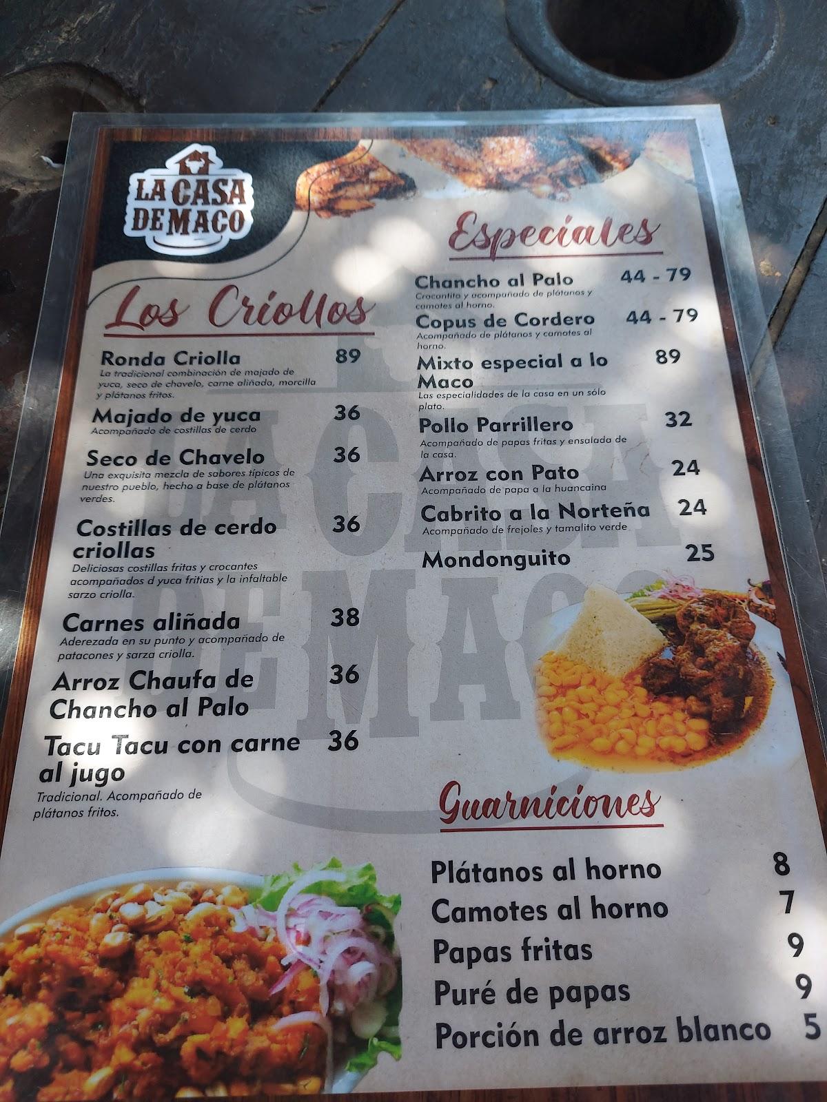 Carta del pub y bar Beef House - La Casa del Maco, Catacaos