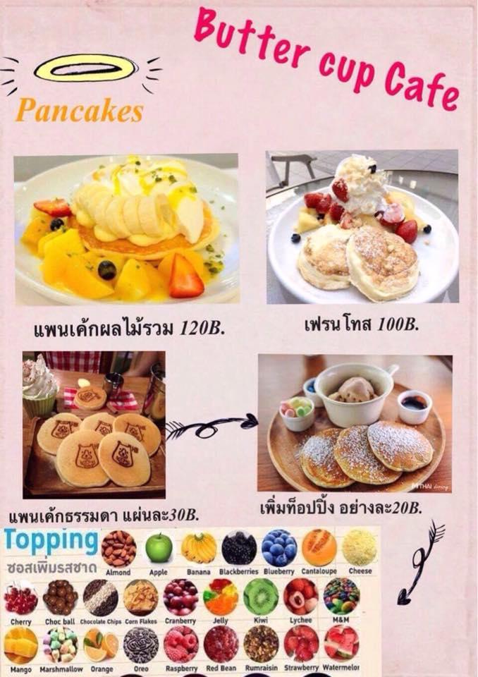 Menu at Buttercup Cafe, Songkhla