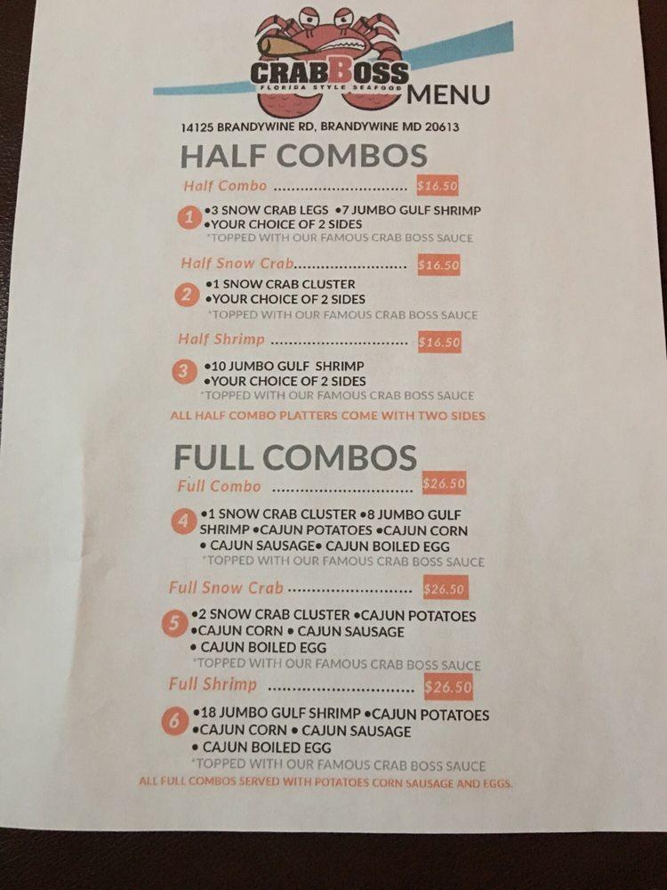 Carta del restaurante Crab Boss, Brandywine