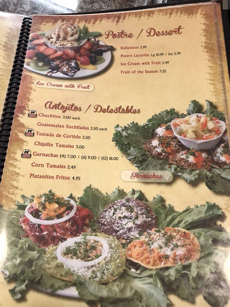 Menu at El Lucerito restaurant, San Rafael