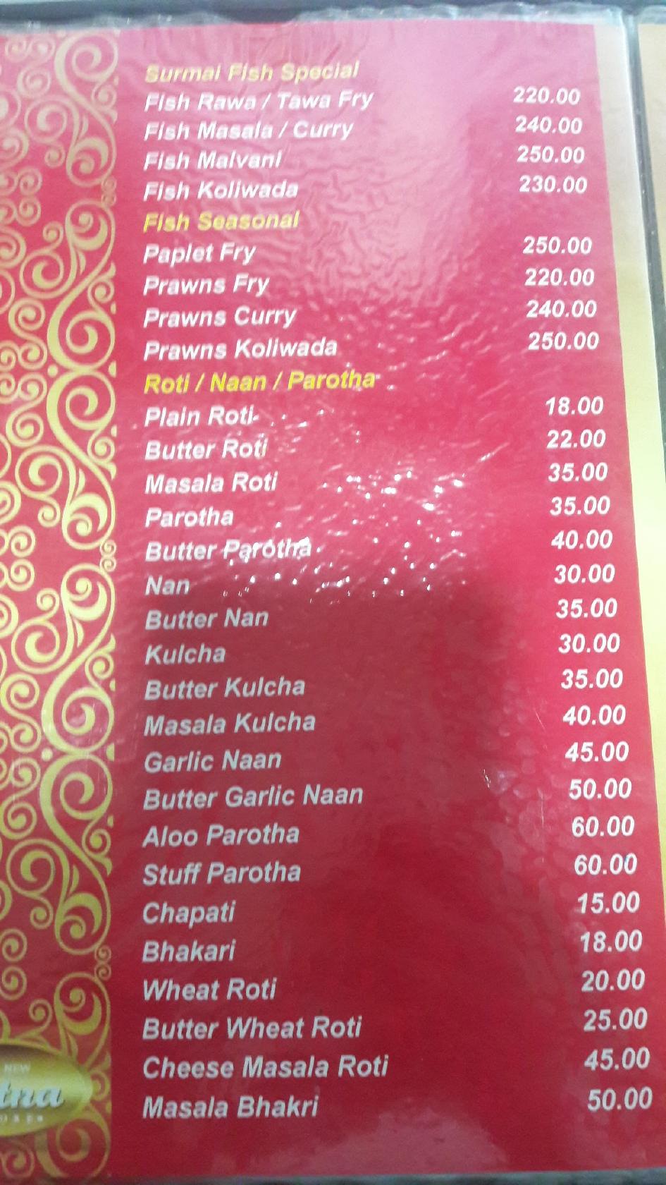 Menu at Hotel New Ratna deluxe Restaurant And bar, Sangli