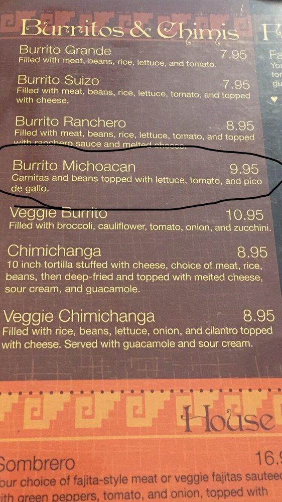 Menu at Little Mexico Restaurant, Mount Pleasant