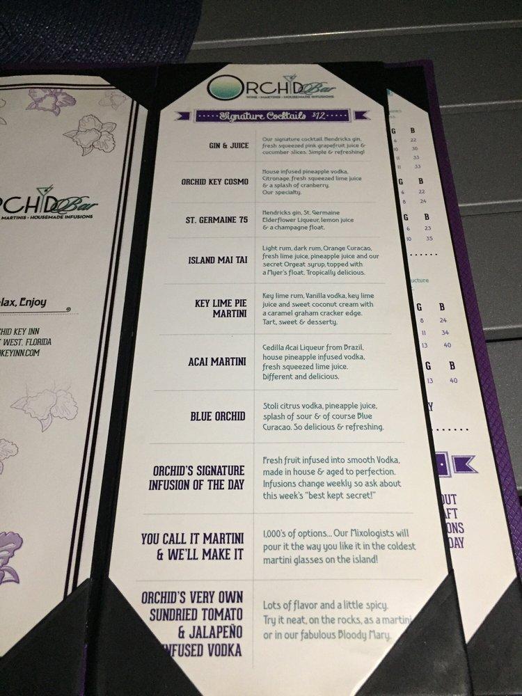 Menu at Orchid Key Inn pub & bar, Key West