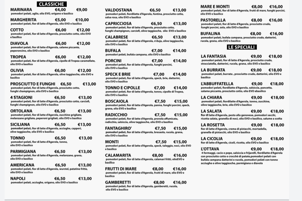 Menu da Origini e passione ristorante, Legnano