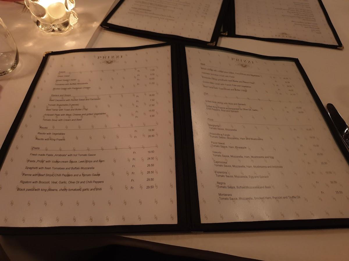 Speisekarte von PRIZZI Restaurant, Luzern