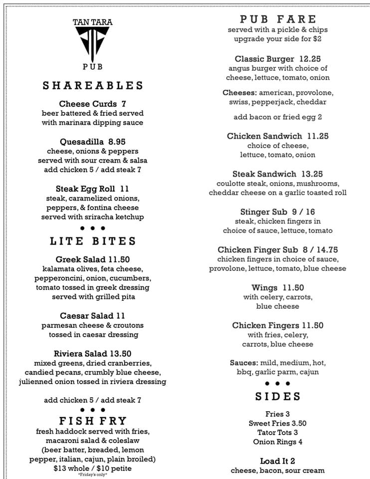 Menu at Pendleton Creek Golf Club, North Tonawanda