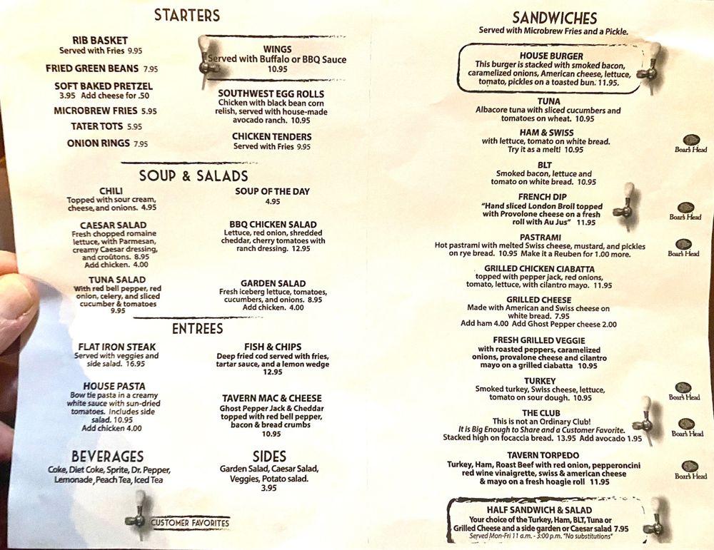 Menu at Tavern Grille pub & bar, Murrieta