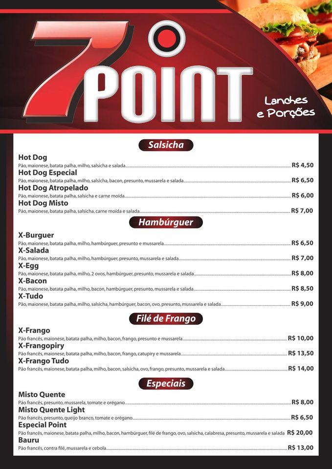 Menu at 7 Point, Barretos