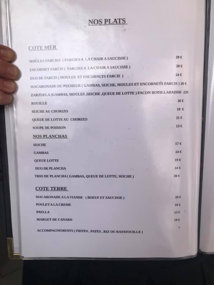Menu at Aqui Mail restaurant, Agde
