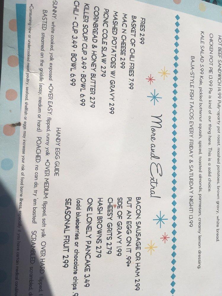 Menu at Ladybird Diner cafe, Lawrence