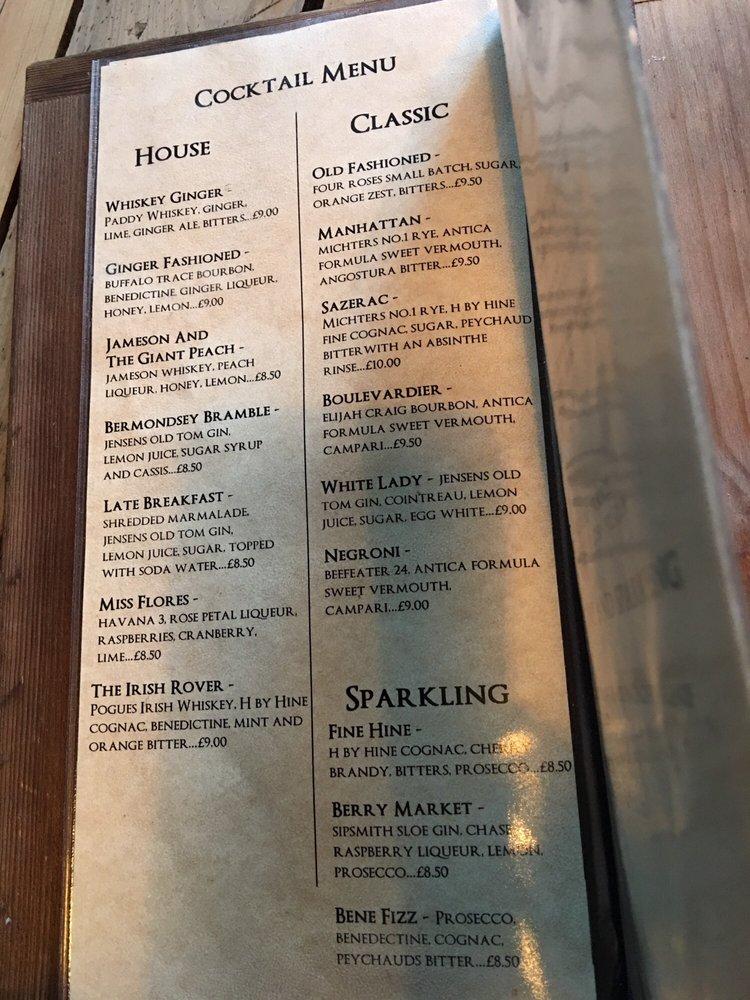 Menu at Whiskey Ginger pub & bar, London