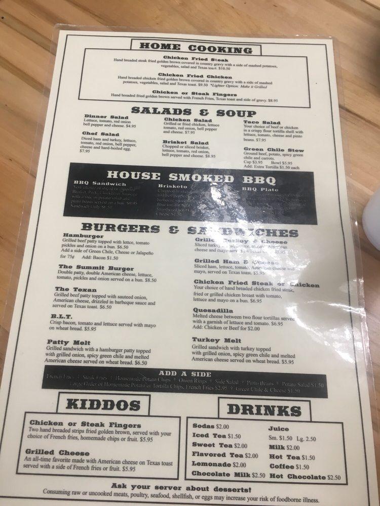Menu at Alto Cafe, Alto, 810 NM-48