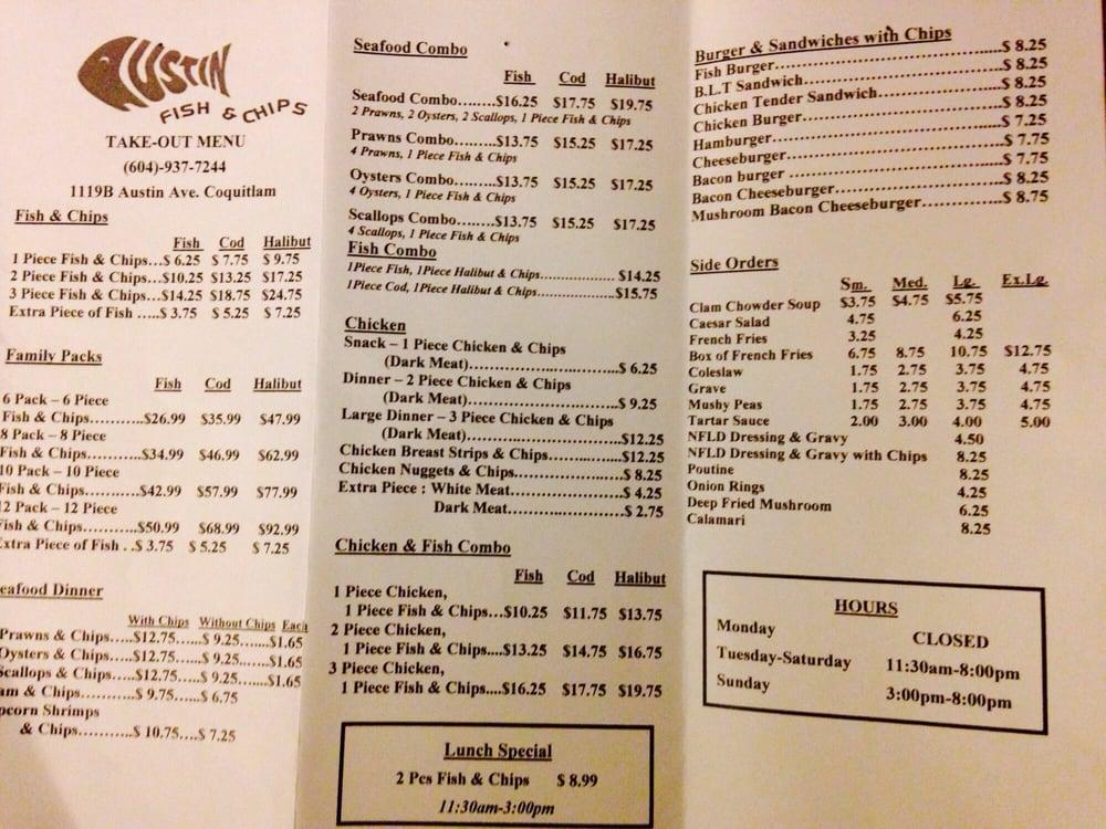 Menu at Austin Fish & Chips, Coquitlam
