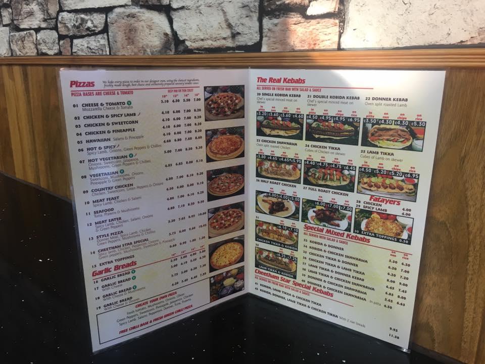 Menu at Cheetham Star restaurant, Manchester